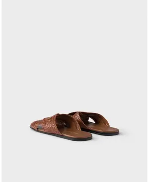 Prada Leather Crisscross Slides