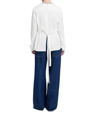TWP Embellished Neck Cotton Top