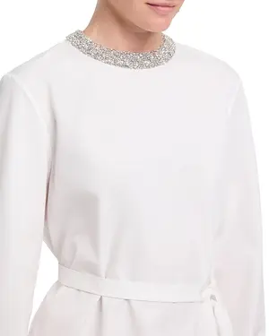 TWP Embellished Neck Cotton Top