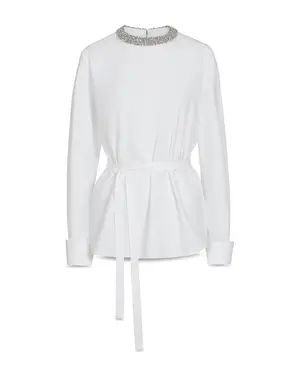 TWP Embellished Neck Cotton Top