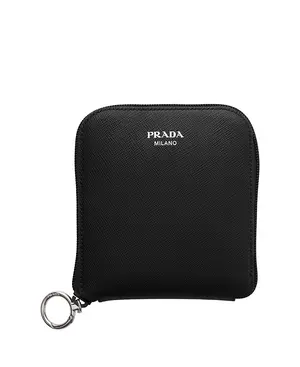 Prada Saffiano Leather Pendant With Re-nylon Tote Bag - Black