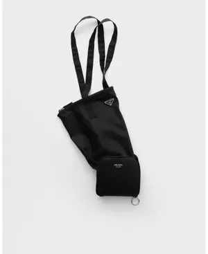 Prada Saffiano Leather Pendant With Re-nylon Tote Bag - Black