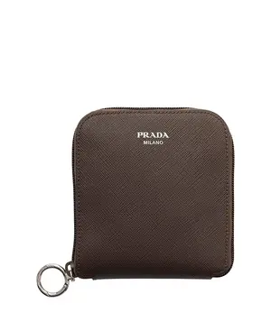 Prada Saffiano Leather Pendant With Re-nylon Tote Bag - Brown