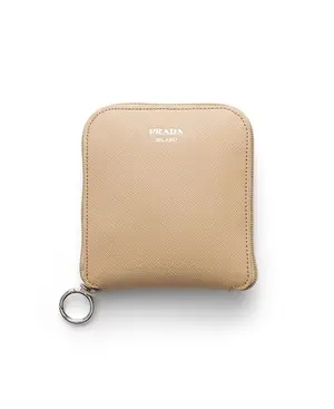 Prada Saffiano Leather Pendant With Re-nylon Tote Bag - Camel Brown