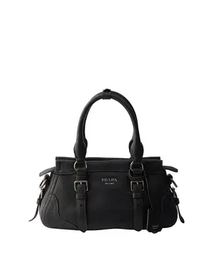 Prada Large Leather Tote Bag - Black