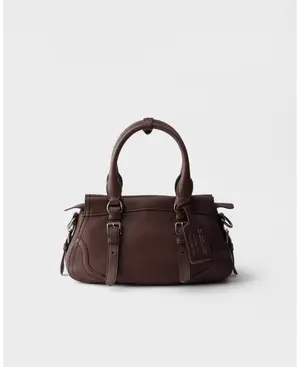 Prada Large Leather Tote Bag - Brown