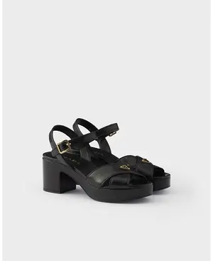 Prada Nappa Leather Platform Sandals - Black