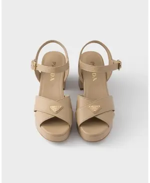 Prada Nappa Leather Platform Sandals - Neutral