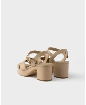 Prada Nappa Leather Platform Sandals - Neutral