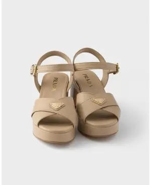 Prada Nappa Leather Platform Sandals - Neutral