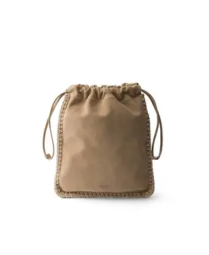 Prada Wish Suede Pouch - Neutral