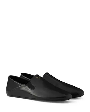 Men's Black Leather Mules Loafers