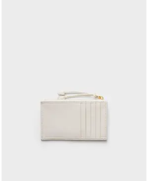 Prada Leather Card Holder With Zipper - White