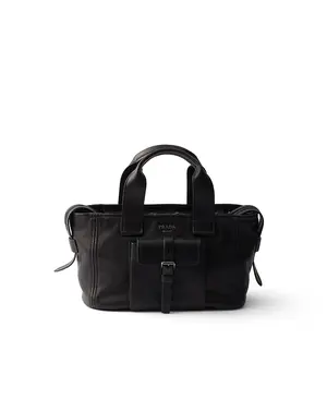 Prada Route Medium Leather Tote Bag - Black