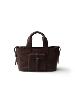 Prada Route Medium Leather Tote Bag - Brown
