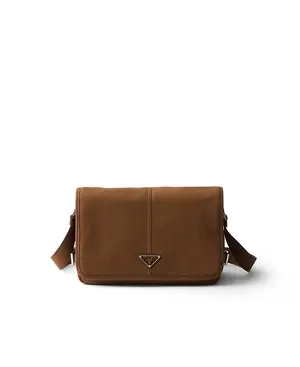 Prada Nubuck Leather Shoulder Bag - Brown