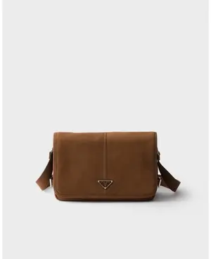 Prada Nubuck Leather Shoulder Bag - Brown