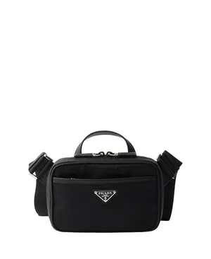 Prada Re-nylon And Saffiano Leather Shoulder Bag - Black