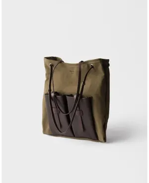 Prada Route Large Canvas And Leather Bag
