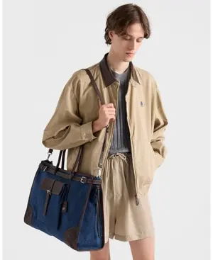 Prada Bonnie Denim And Leather Tote Bag