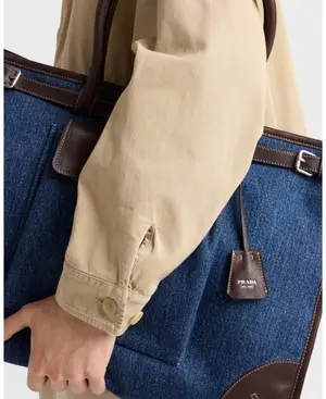 Prada Bonnie Denim And Leather Tote Bag