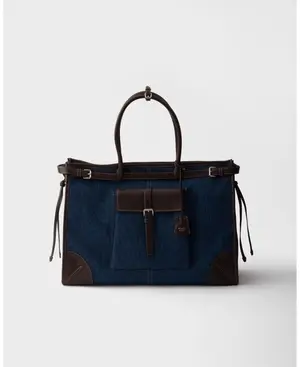 Prada Bonnie Denim And Leather Tote Bag