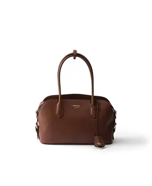 Prada Signet Medium Leather Tote Bag - Brown
