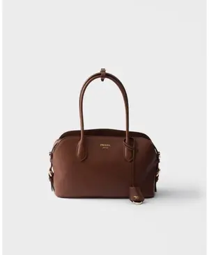 Prada Signet Medium Leather Tote Bag - Brown