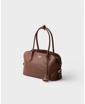Prada Signet Medium Leather Tote Bag - Brown