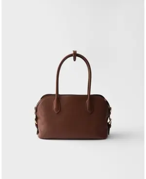 Prada Signet Medium Leather Tote Bag - Brown