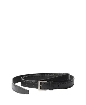 Prada Antiqued Leather Belt - Black