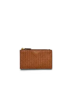 Prada Woven Madras Leather Card Holder