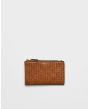 Prada Woven Madras Leather Card Holder