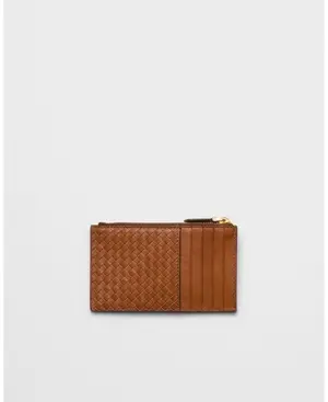 Prada Woven Madras Leather Card Holder