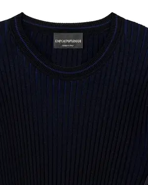 Emporio Armani Asymmetrical Ribbed Knit Top With Pleated Detail