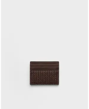 Prada Leather Card Holder - Brown