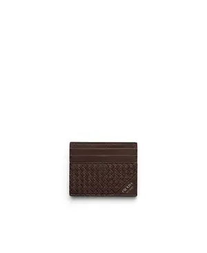 Prada Leather Card Holder - Brown