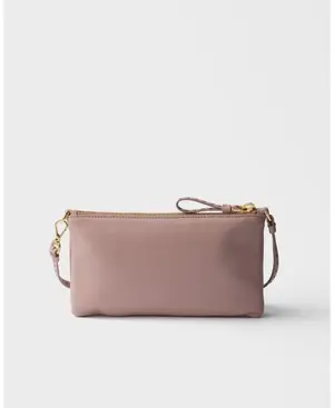 Prada Nappa Leather Zipper Pouch With Bow Detail