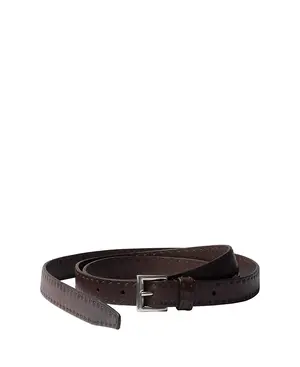 Prada Antiqued Leather Belt - Brown