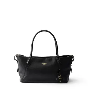 Prada Large Leather Tote Bag - Black