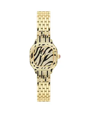 Michele Mega Mini Diamond Zebra Watch, 25 X 23mm - Black/gold