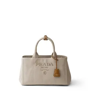 Prada Jardiniere Large Cotton Canvas Handbag - Neutral