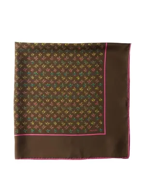 Prada Printed Twill Scarf 90 - Brown