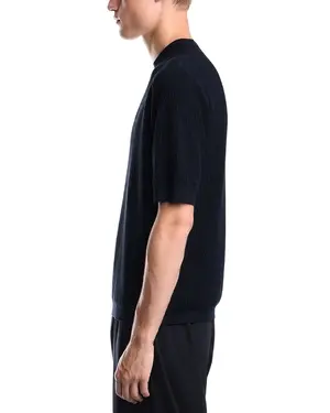 Emporio Armani Chevron Jacquard Short Sleeve Cotton Sweater