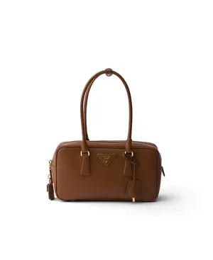 Prada Small Saffiano Leather Top Handle Bag - Cognac