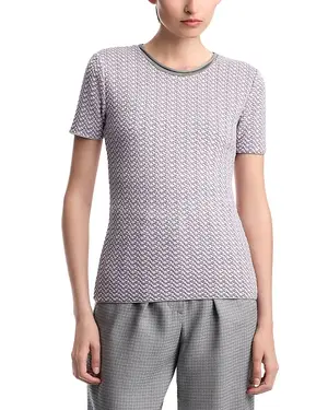 Emporio Armani Flounced Jacquard Jersey Top