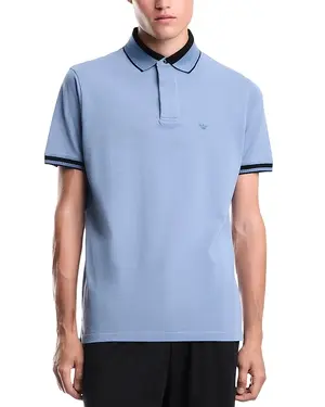 Emporio Armani Cotton Pique Polo Shirt - Light Blue