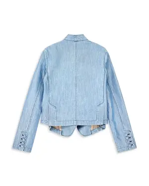 Emporio Armani Cotton Blend Denim Metal Look Blazer - Light Blue Denim