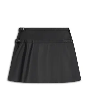 Emporio Armani Pleat Front Mini Leather Skirt