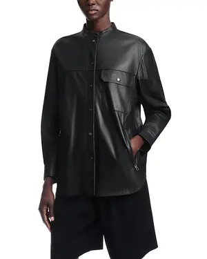 Emporio Armani Long Sleeve Leather Button-up Shirt